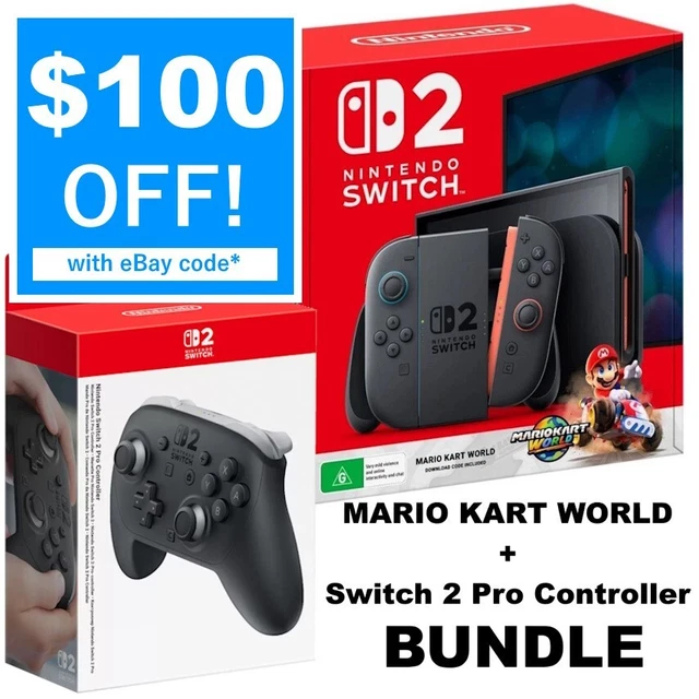NINTENDO SWITCH 2 Console + Mario Kart World Game + S2 Pro Controller ...