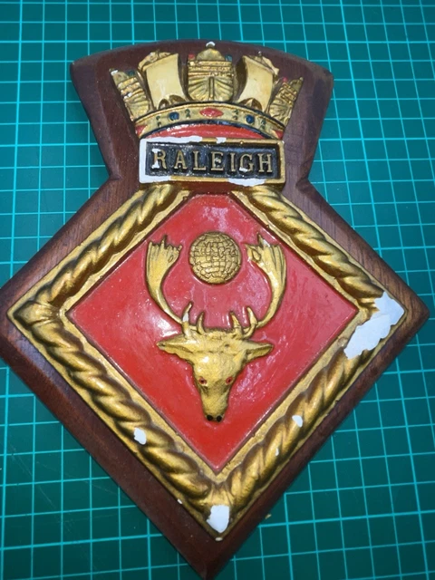 HMS RALEIGH WALL shield plaque crest Royal Navy RN training base shore ...