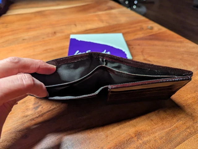 LEE SANDS BROWN Eel Skin Bifold Wallet ID And Six Card Slots New In Box ...