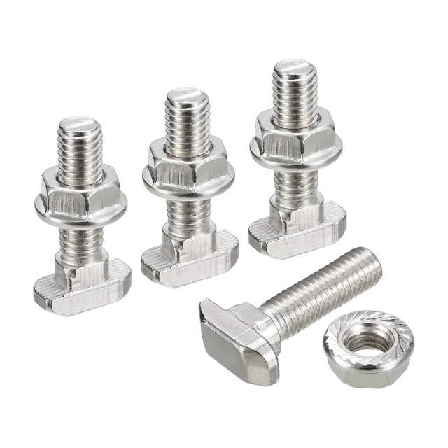 M8X30MM T SLOT Drop-in Bolt and M8 Hexagon Flange Nut Set, 20 Sets for ...