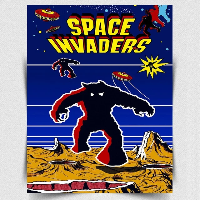 SPACE INVADERS ARCADE SIGN METAL WALL PLAQUE retro poster - A3 420 x ...