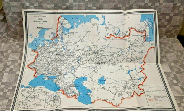 RUSSIAN MAP SCHEME Railway Railroad USSR 1968 Train Old Ticket vtg ...
