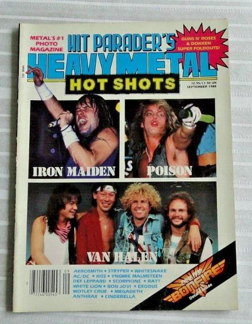 VINTAGE MAGAZINE HEAVY Metal Hot Shots 1988 Iron Maiden Poison Van ...