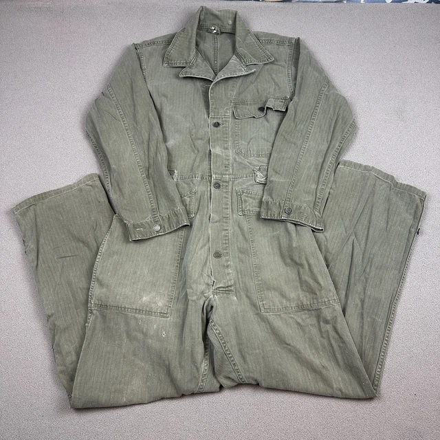 VINTAGE WW2 HBT Coveralls 34R Jumpsuit Army Herringbone Twill 13 Star ...