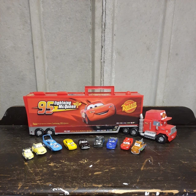 DISNEY PIXAR TALKING Mack Hauler Truck Storage carry case With Die Cast ...