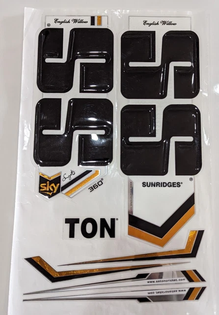2024 SS TON SKY 360 PRO Black Edition Surya Cricket Bat Stickers - 100% ...