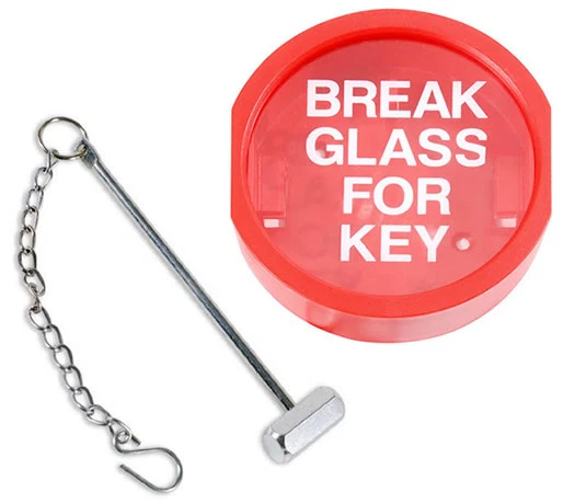 BREAK GLASS EMERGENCY Fire Alarm Plastic Fronted Key Box Keybox Hammer ...