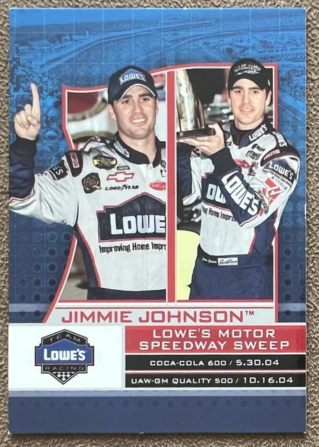 2005 PRESS PASS Team Lowe's Racing Schedule Jimmie Johnson NASCAR ...