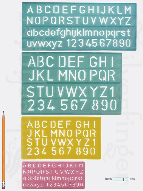 4PC LETTER NUMBER STENCIL KIT SET 4Sizes Plastic Stencils Lettering Art ...