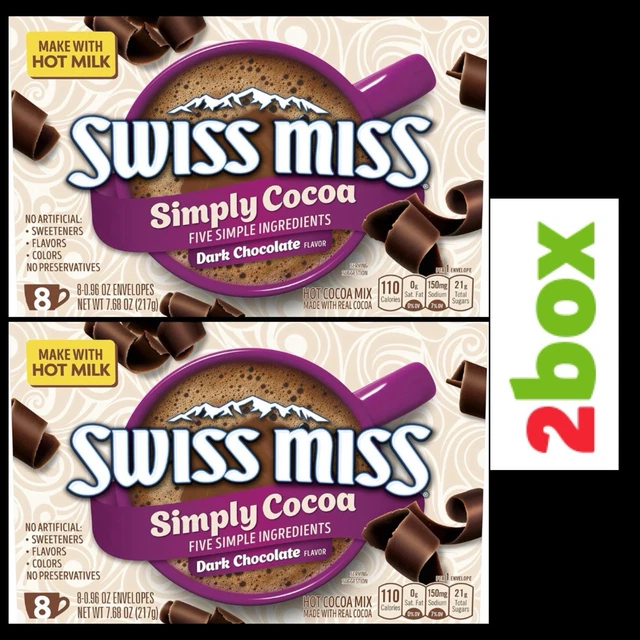 SWISS MISS SIMPLY Cocoa Dark Chocolate Flavor 2 BOX Total 16 Envelopes NW217g EA £15.96 ...