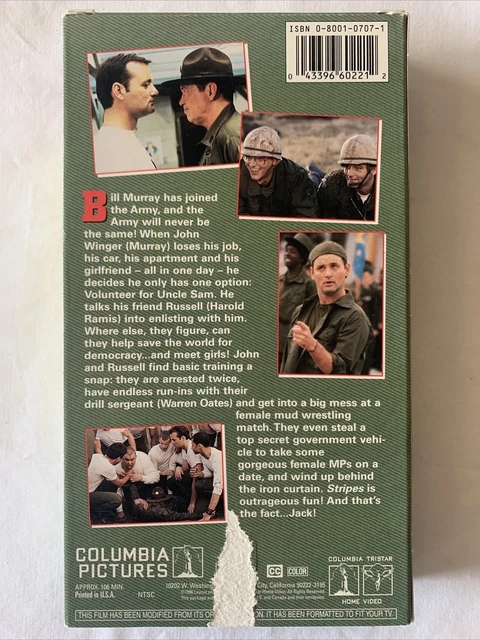 STRIPES VHS STARRING Bill Murray and John Candy Excellent Condition ...