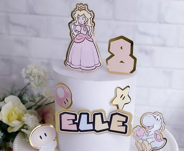 PRINCESS PEACH STYLE super mario cake topper decoration set £8.99 ...