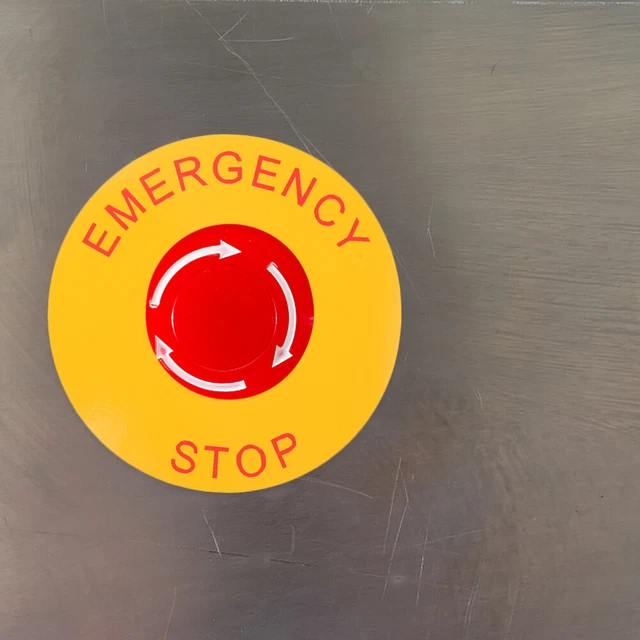 8 SHEETS EMERGENCY Stop Sign Label Push Button Sticker Labels £7.55 ...