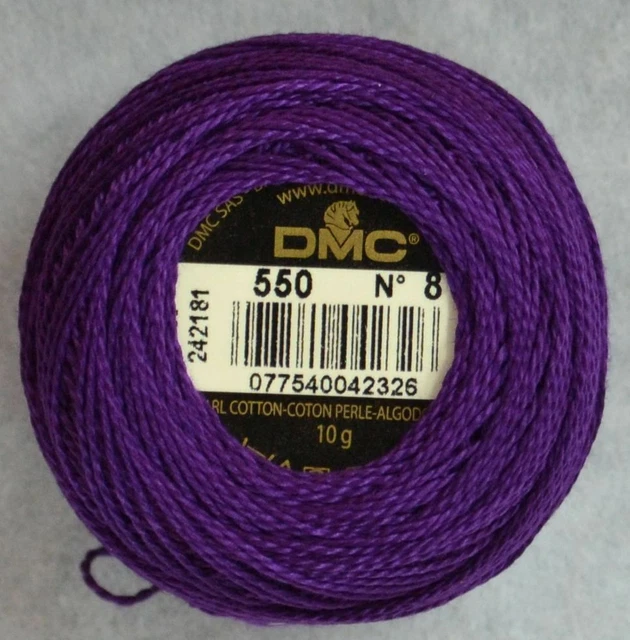 DMC PERLE NO.8 Cotton 10g Ball 80m Colour 550 VERY DARK VIOLET $5.95 ...