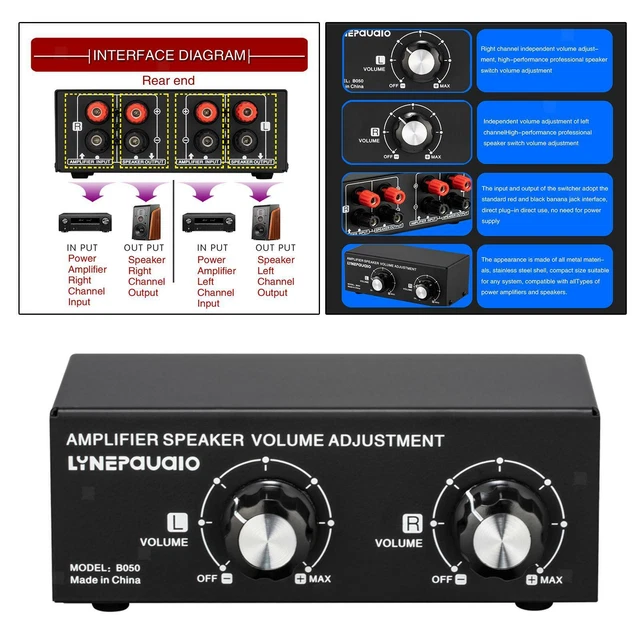 SPEAKER VOLUME SELECTOR Switch Box Left Right for Film Audio Home ...