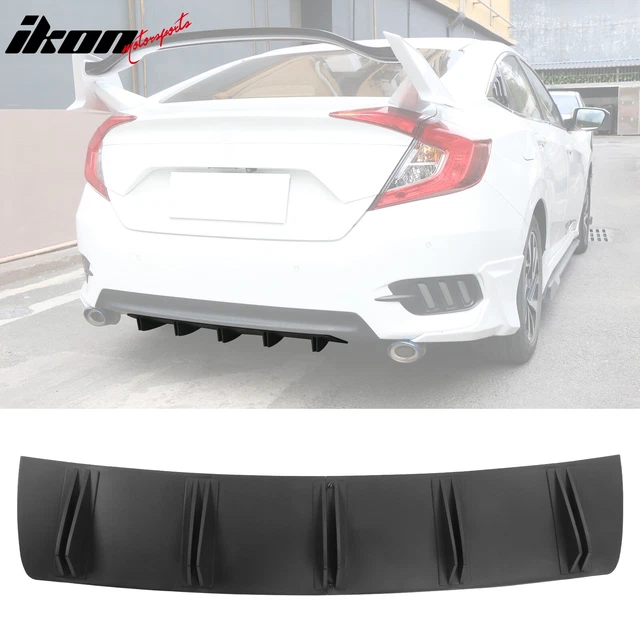 UNIVERSAL 2PC REAR Diffuser Shark Fin Bumper Lip Design 33 5 Fins Matte ...