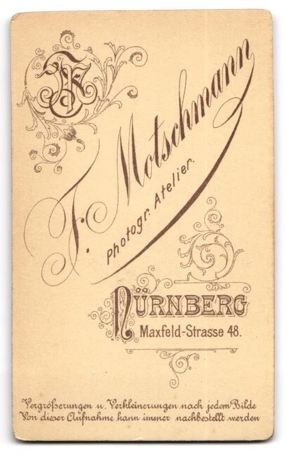 FOTOGRAFIA F. MOTSCHMANN, Norimberga, Maxfeld-Str. 48, signore anziano ...