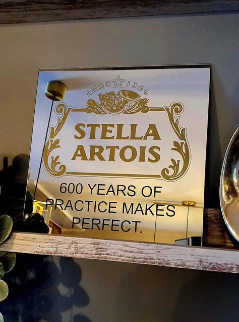 GLASS STELLA ARTOIS Mirrored Beer Sign, available in Gold & Black £29. ...