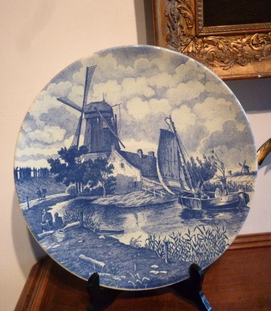 GRAND PLAT DÉCORATIF, Signé Delfts Blauw, Holland LE MOULIN EUR 20,00 ...