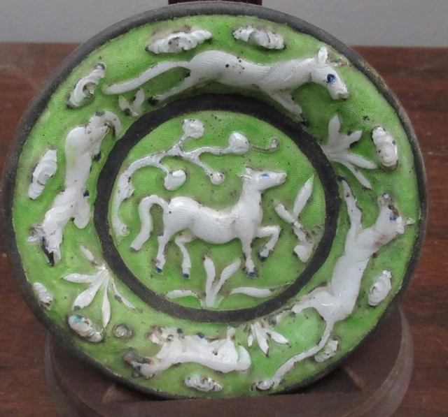 ANTIQUE SMALL CLOISONNE Plate with Horse Scene £7.42 - PicClick UK