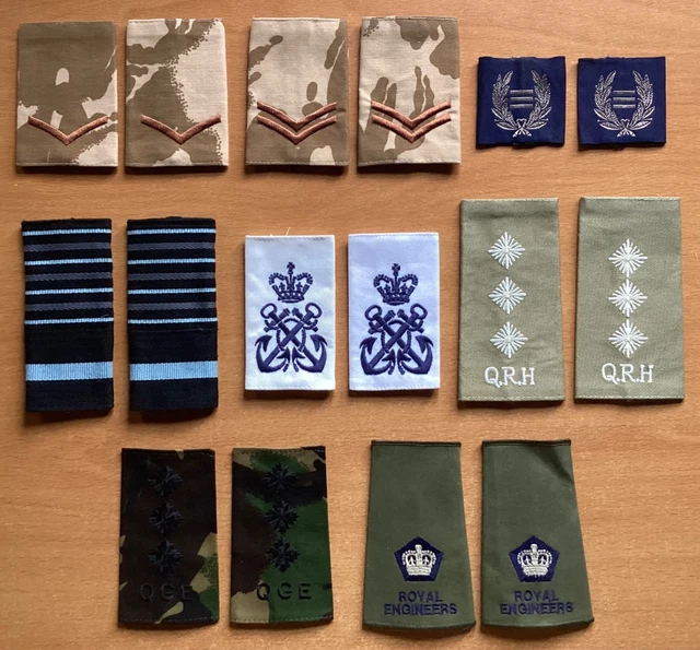 JOB LOT COLLECTION OF 8 x ORIGINAL PAIRS OF BRITISH MILITARY RANK ...