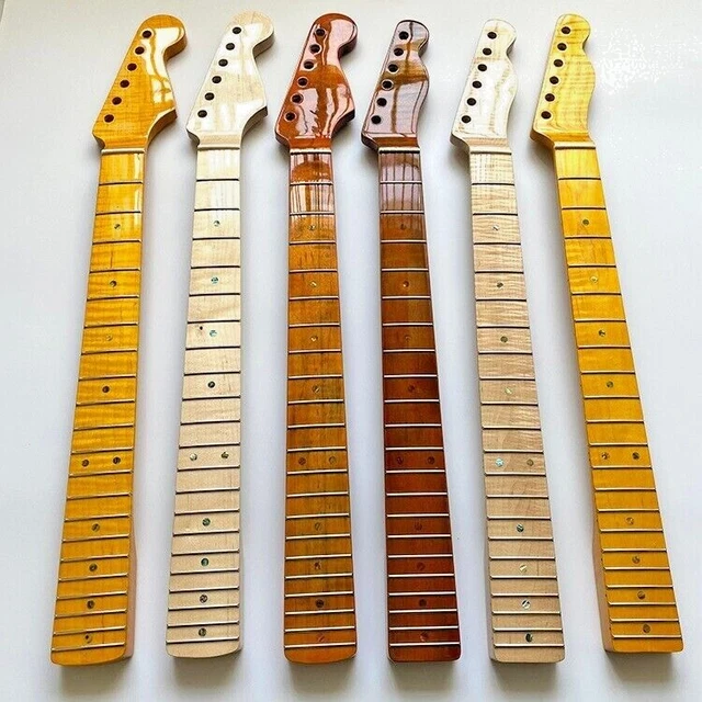 GUTIAR NECK STRAT Tele 21 22 24 Fret Roasted Flame Maple Rosewood Gloss ...