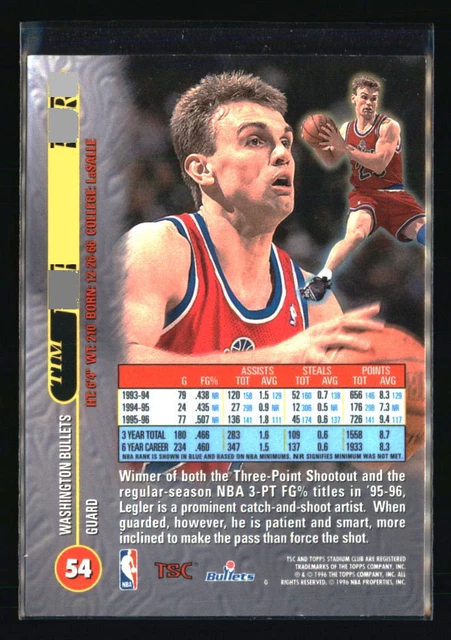 CARTE DE BASKETBALL Tim Legler 1996 Stadium Club Matrix #54 EUR 2,48 ...