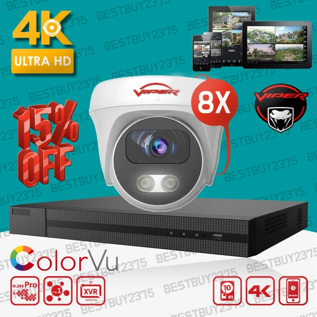 8CH 4CH COLORVU 4K Système De Sécurité Cctv 8Mp Viper Pro Caméra ...