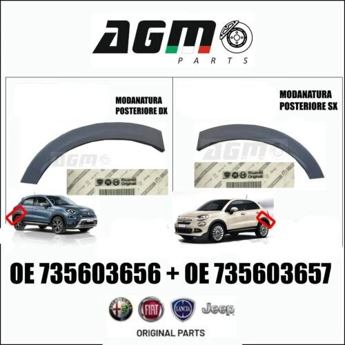 SET MOULURES GARDE-BOUE Posterior SX Dx Original Fiat 500X 735603657 ...