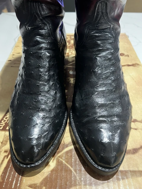 LUCCHESE CLASSICS FULL Quill Ostrich Black boots sz 11 D Jack £521.49 ...