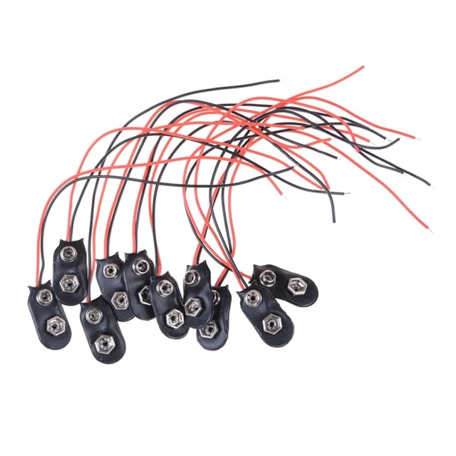 10 PACK I Type 9 V Battery Clip Connector Long Cable Connection Soft ...