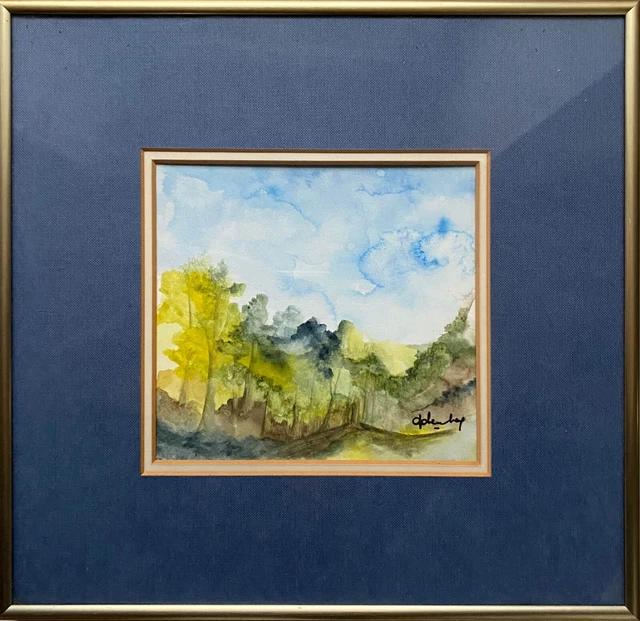 TABLEAU AQUARELLE &PAYSAGE de forêt" signé + cadre EUR 25,00 - PicClick FR