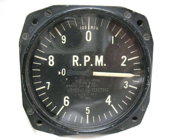 L@@K! WWII AIRCRAFT Engine RPM Indicator Gauge USAAF General Electric ...