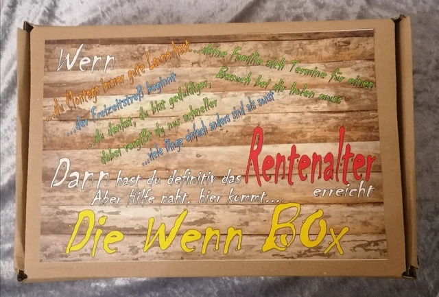 RENTNER GESCHENK RUHESTAND lustig gefüllte Notfallbox Wenn Box EUR 49 ...