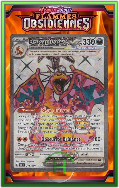 DRACAUFEU EX - EV3:Flammes Obsidiennes - 215/197 - Carte Pokémon ...