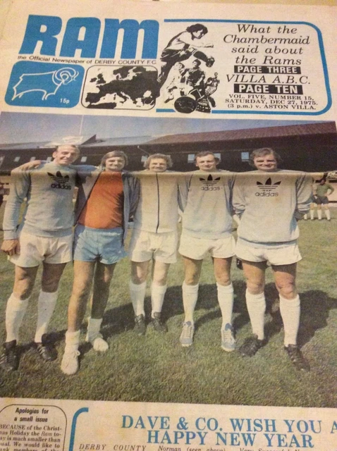 RAM THE OFFICIAL Derby County F C Newspaper, December 1975 £4.99 ...