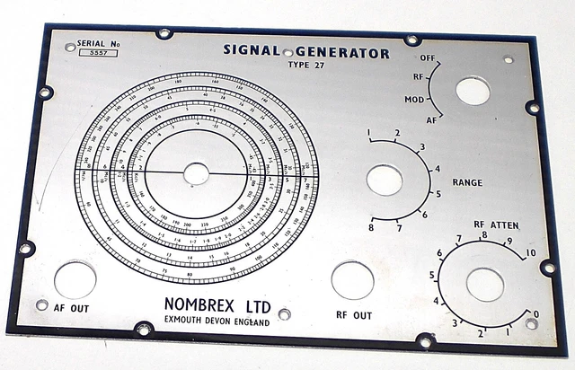 FOR NOMBREX TYPE 27 Signal Generator, Front Panel Only £14.95 - PicClick UK