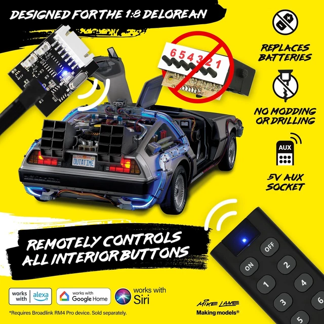 1:8 DELOREAN TIME Machine 2-in-1 Remote Control with built-in USB-C ...