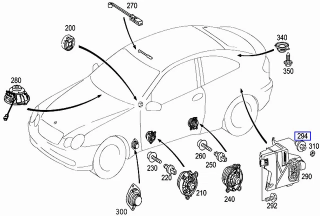 MERCEDES W124 W203 W240 Haut Parleur Écrou Plastique A0019886681 Neuf ...