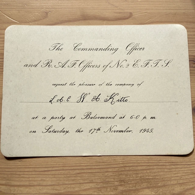 WWII 1945 INVITATION RAF No 2 Elementary Flight Training School ...