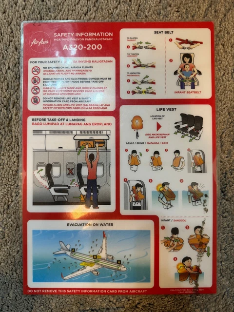 SAFETY CARD AIR Asia Philippines Airbus A320-200 PAA/CCD/F/003 Rev. 01 ...