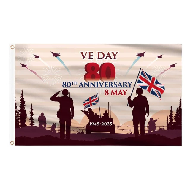 2025 VE DAY 80th Anniversary Flag 3x5 Ft Memorabilia Flag Waterproof ...