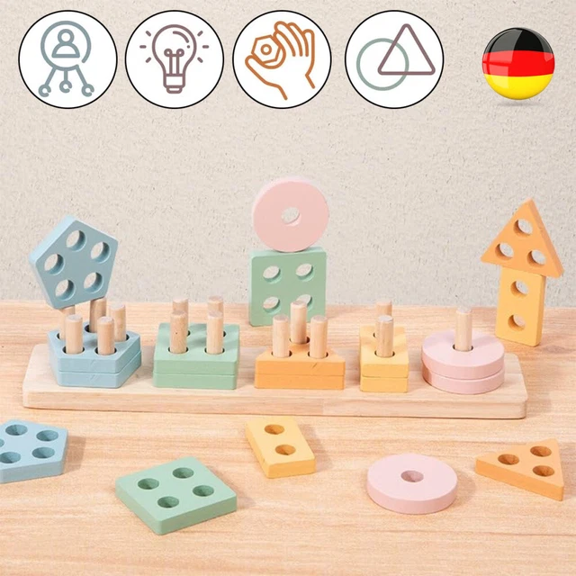 MONTESSORI BABY KIND Lern Spielzeug Holz 1 2 3 Jahr, Motorik ...