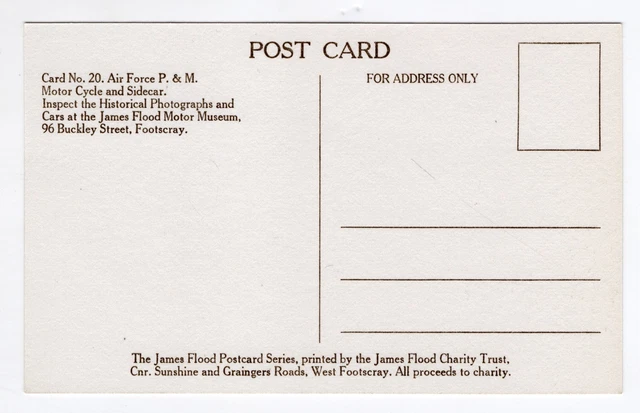 JAMES FLOOD MOTOR bike postcard - RAAF Phelon & Moore Motorcycle and ...