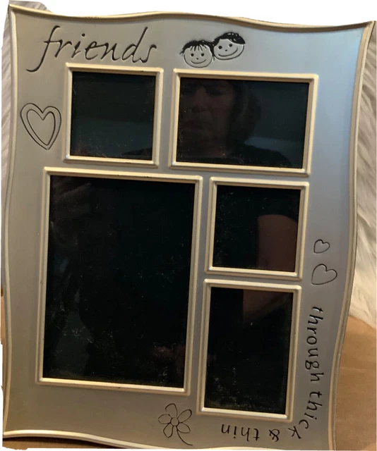 PHOTO FRAME FRIENDS through thick and thin Pewter 5 slots 10.5”x8.25 ...