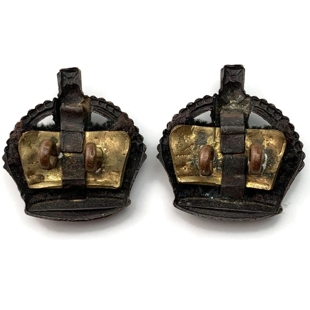 ORIGINAL BRITISH OFFICERS Crown Epaulette Insignia Rank Pip PAIR ...