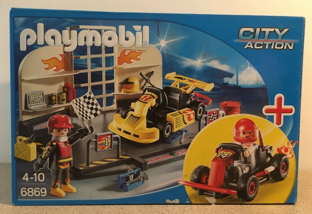 PLAYMOBIL CITY ACTION n°6869 stand de course karting boîte d'origine ...