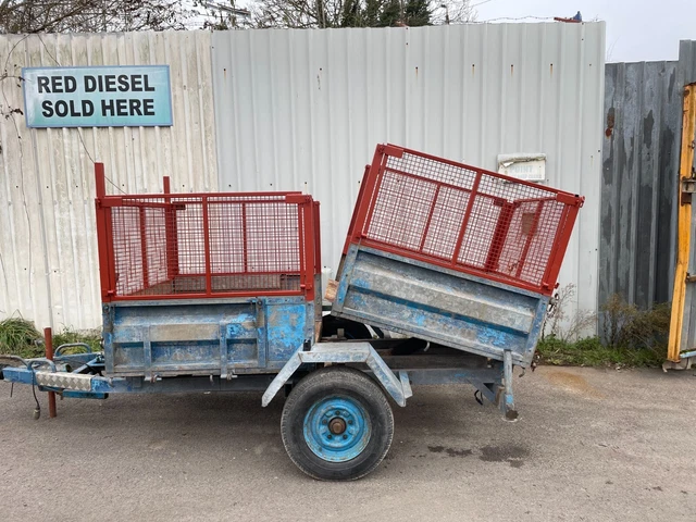 TIPPING TIPPER TRAILER Single Axle 1.6 Ton Drop And Cage Sides Compact ...