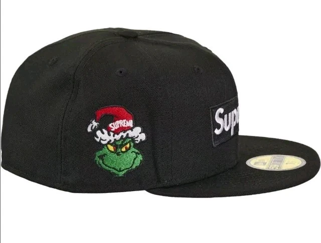 SUPREME GRINCH BOX Logo New Era 59Fifty Fitted Cap Size 7 1/2 Black BNWT £115.00 - PicClick UK