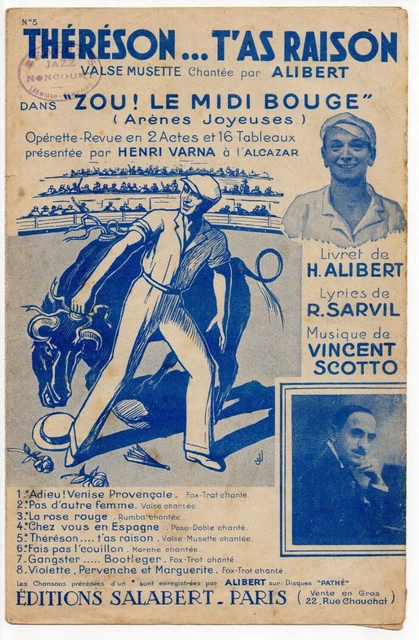 PARTITION CHT ACC gt 1934 Opérette - Théréson, t'as raison, valse ...